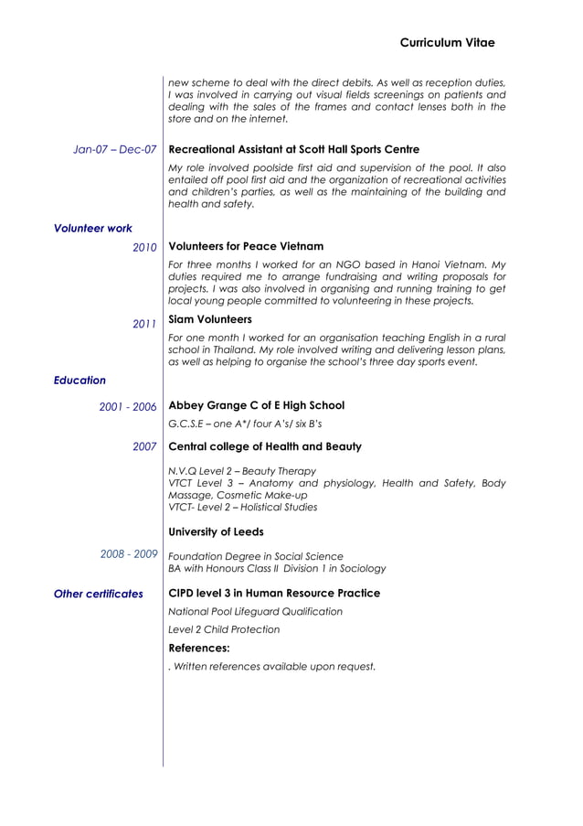 JOY CV | DOC | Eldercare | Family and Relationships