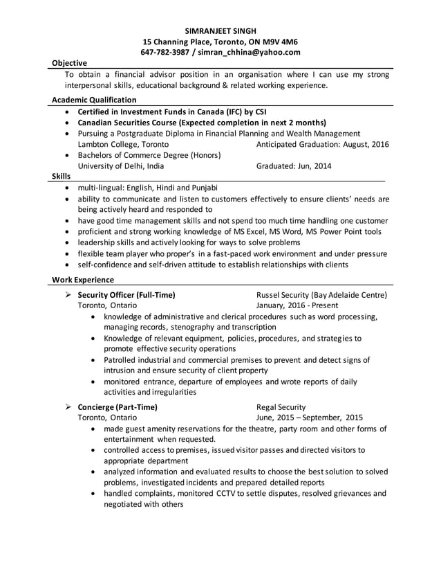 Resume (Finance) | DOCX | Sales | Business