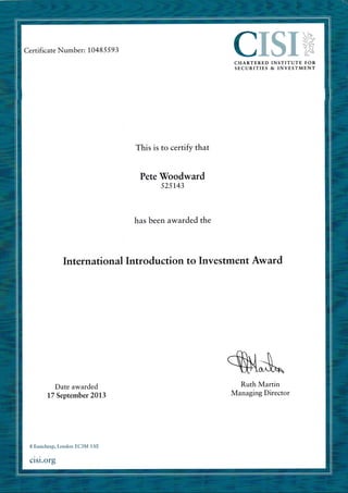 CISI Certificate 17-09-13 | PDF