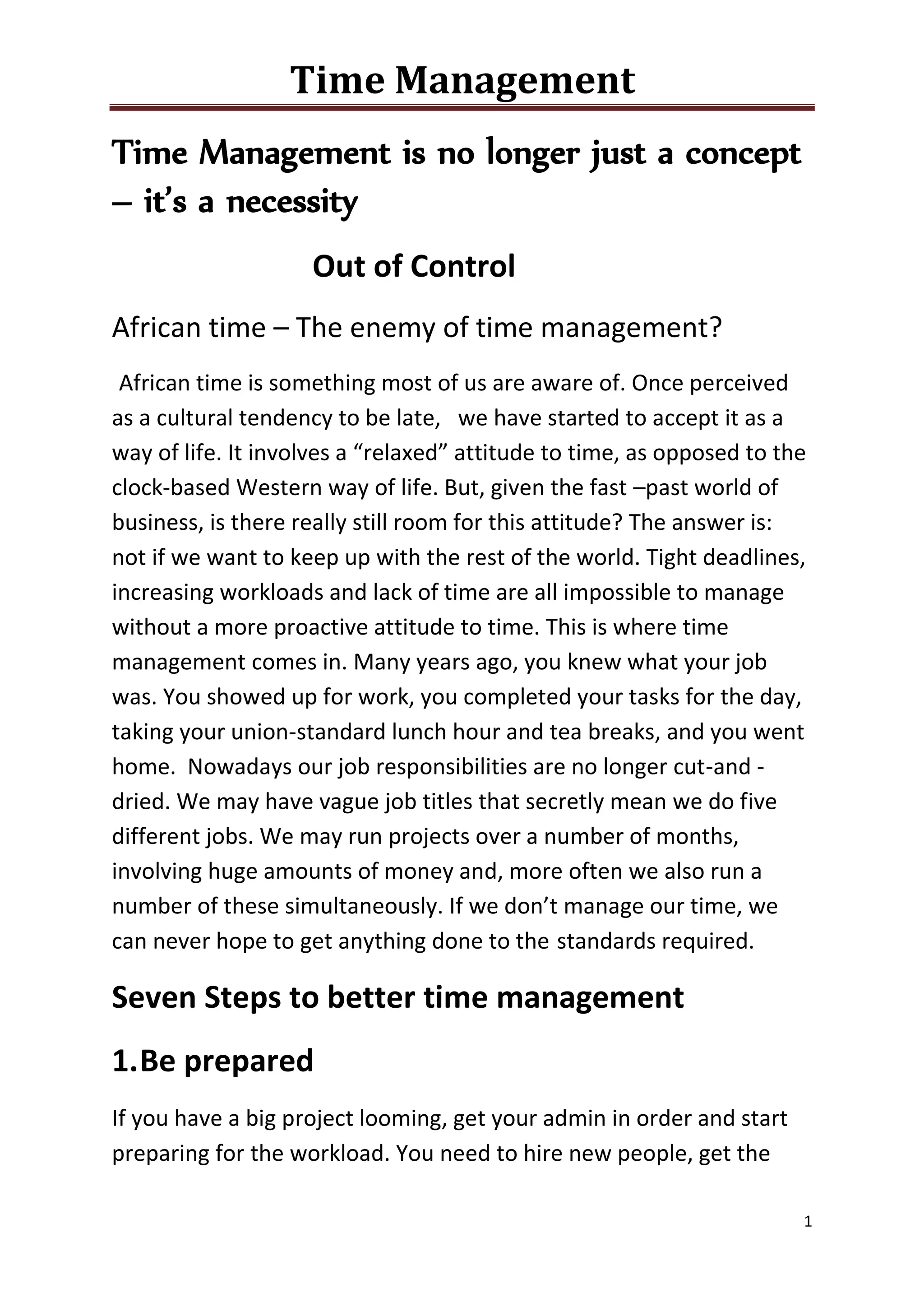 Time Management | PDF