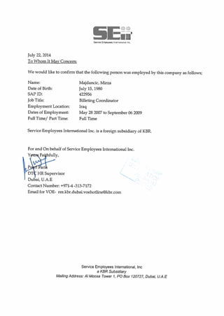 Confirmation of work expirience | PDF