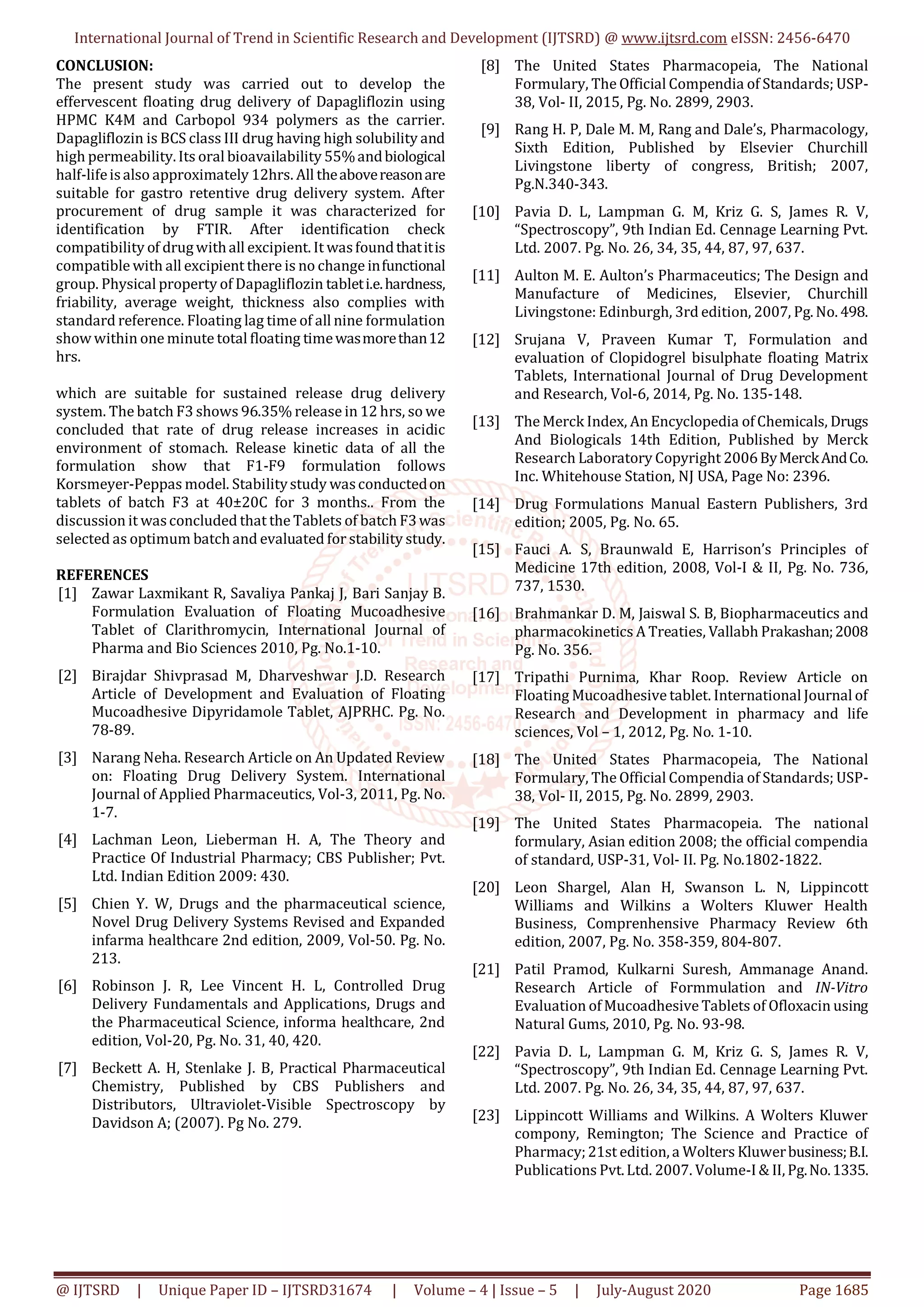 Design and Development of Effervescent Floating Tablet Dapagliflozin | PDF