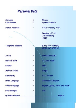 Quinsie A Pienaar | DOC