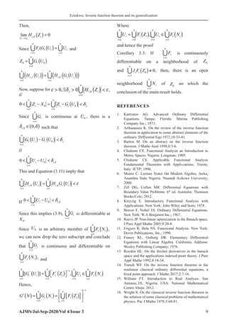 On The Inverse Function Theorem and its Generalization in the Unitary ...