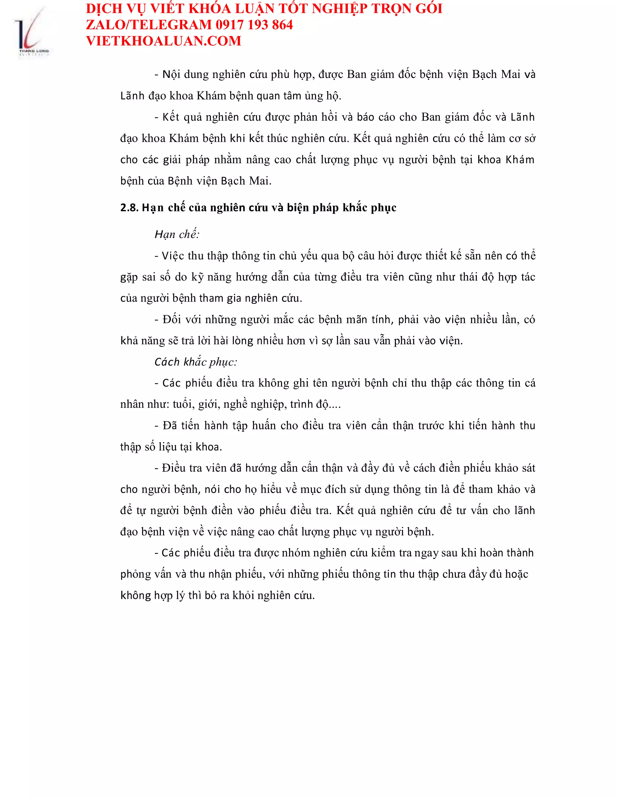 Khóa luận: Đánh giá sự hài lòng của bệnh nhân, HAY, 9 ĐIỂM | DOCX