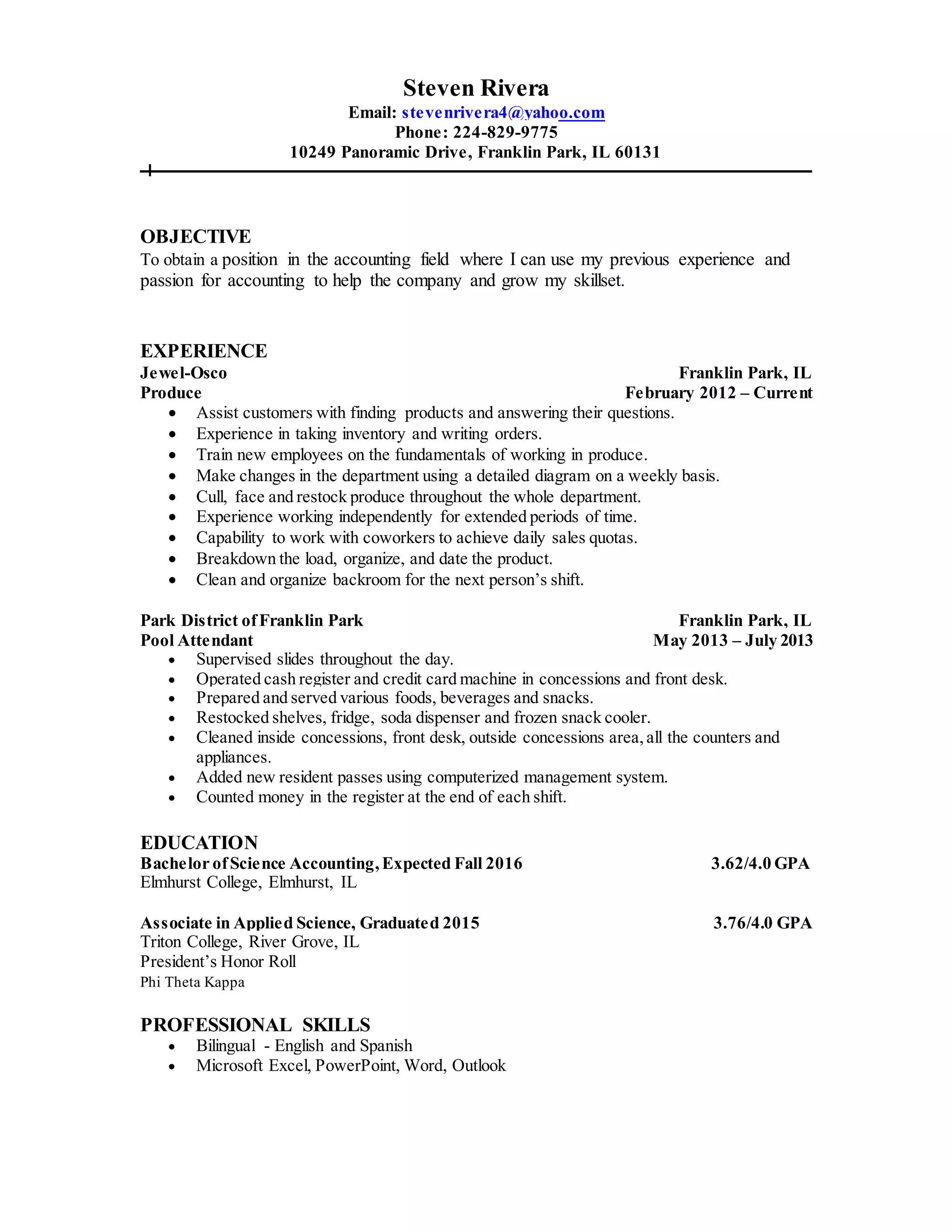 Steven Rivera Resume | PDF
