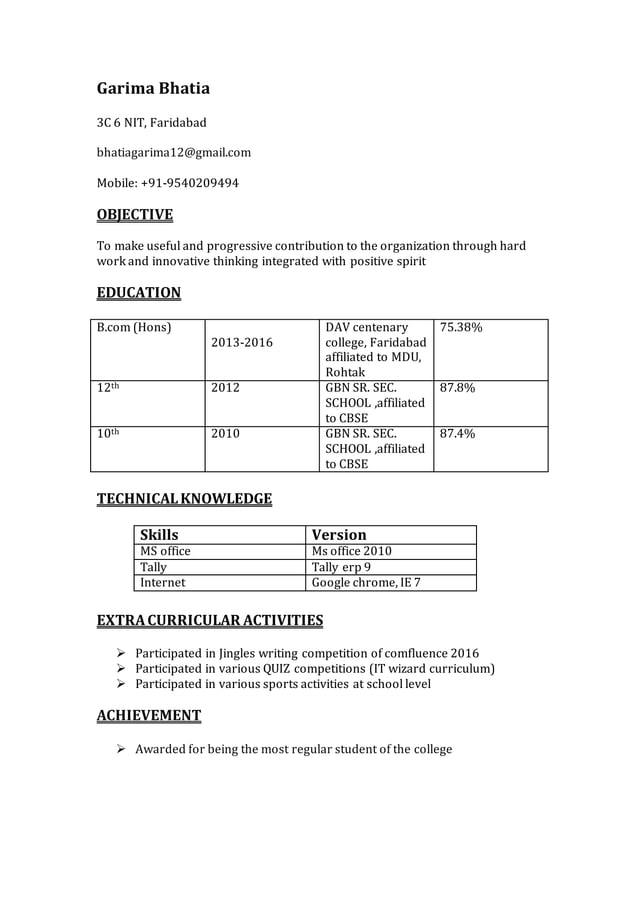 REsume (garima) | DOCX