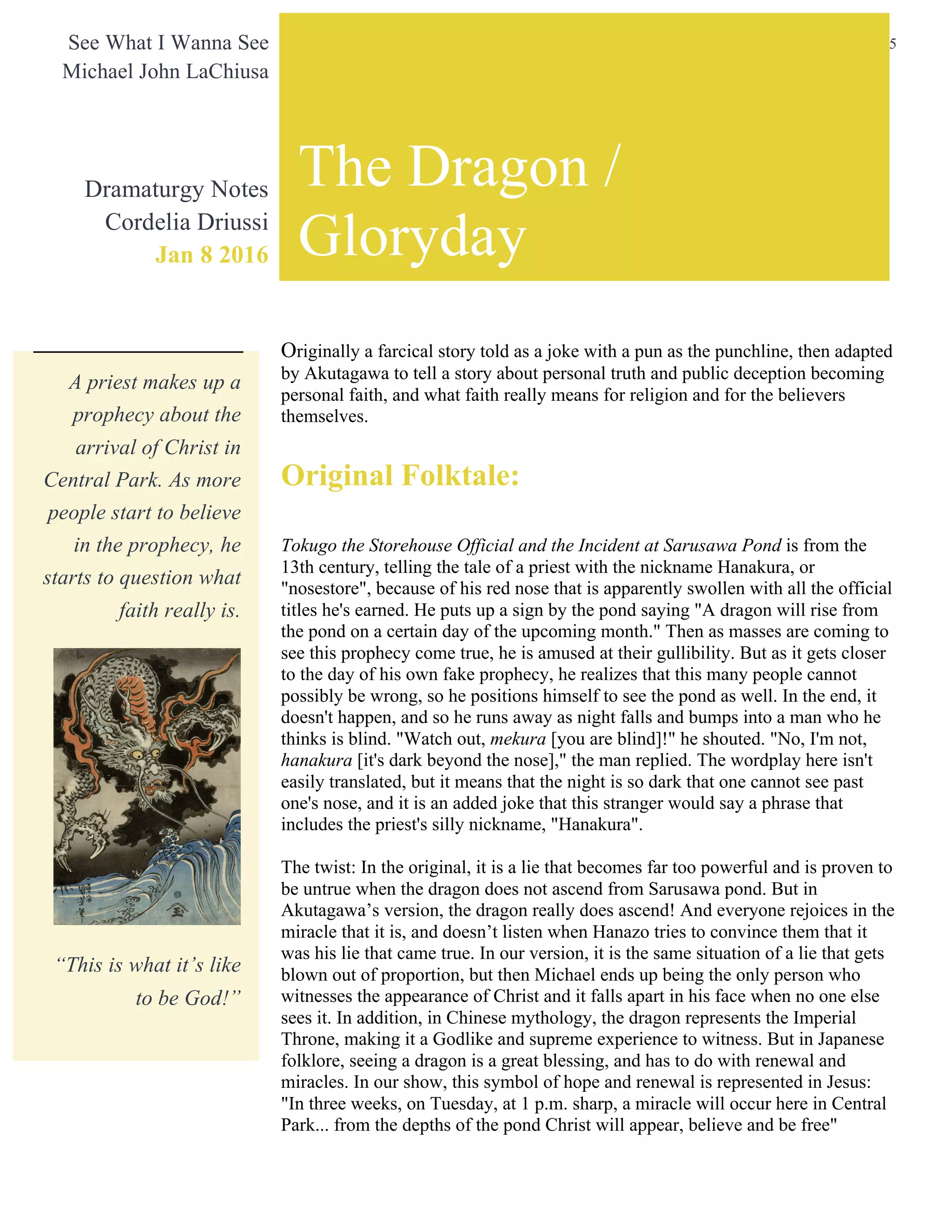 Dramaturge Notes | PDF