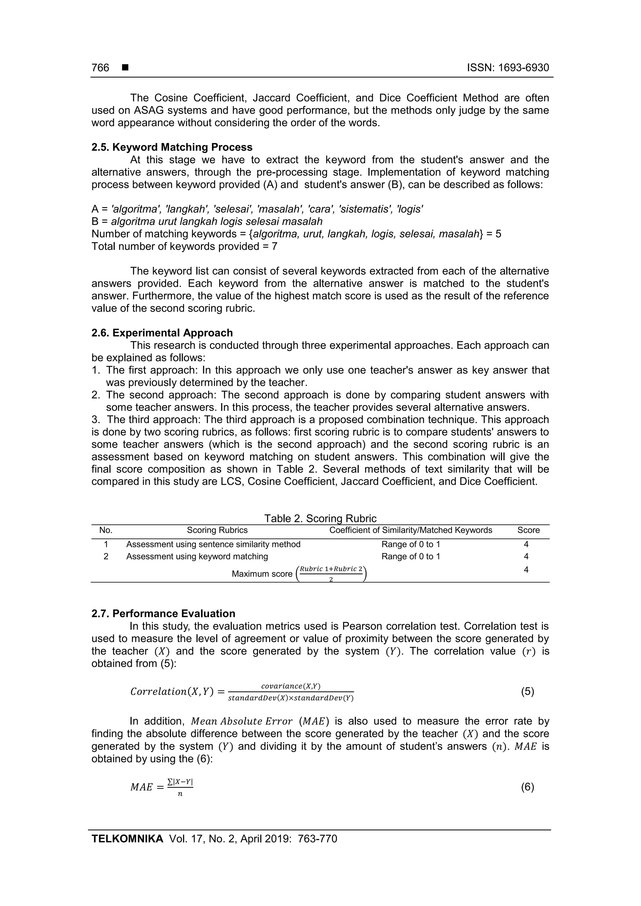 A scoring rubric for automatic short answer grading system | PDF