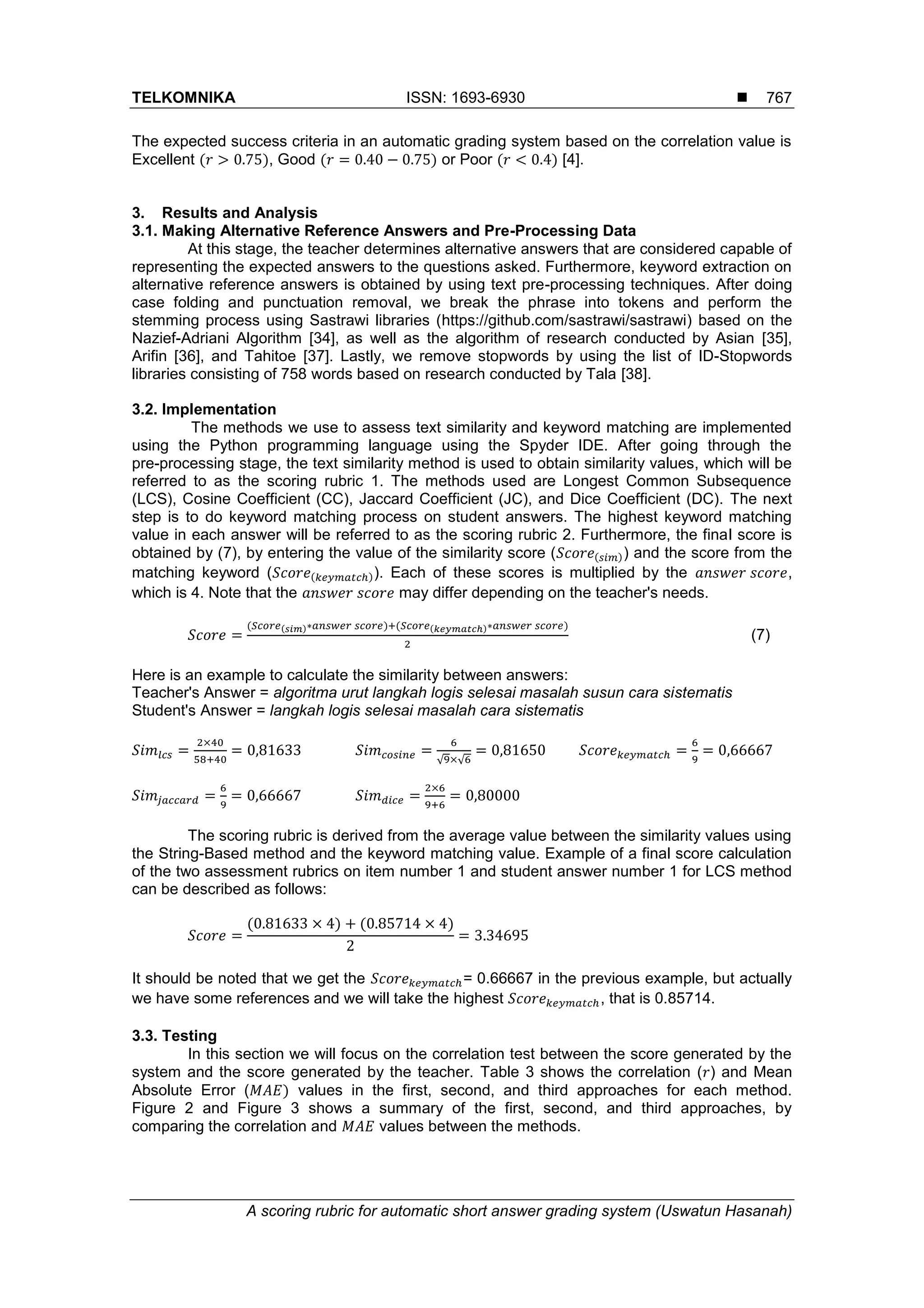 A scoring rubric for automatic short answer grading system | PDF
