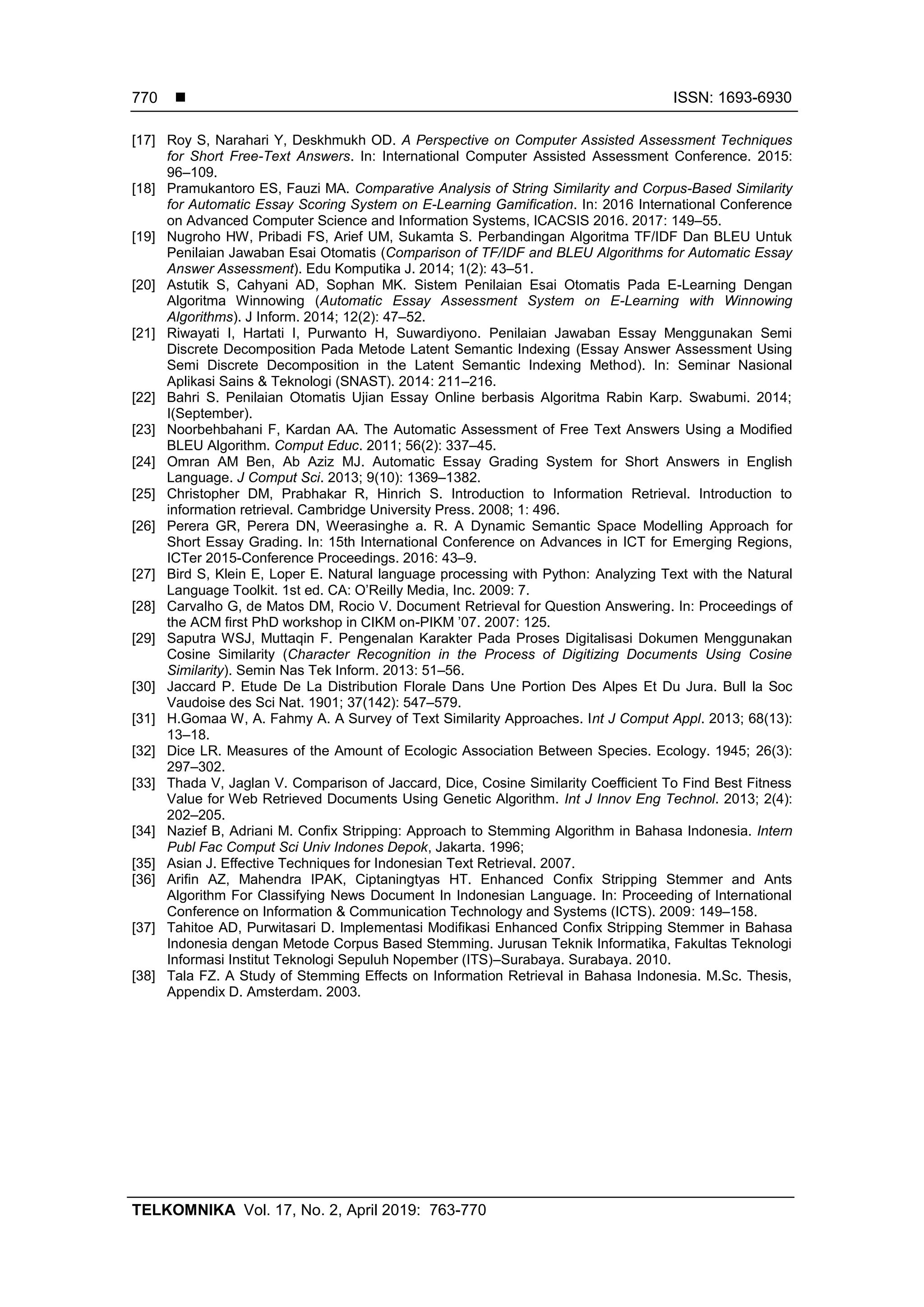A scoring rubric for automatic short answer grading system | PDF