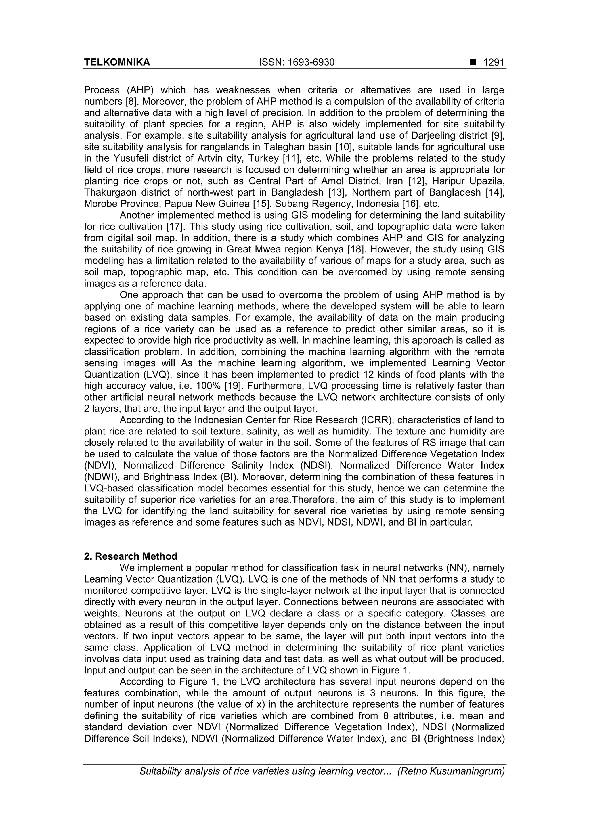Suitability analysis of rice varieties using learning vector ...
