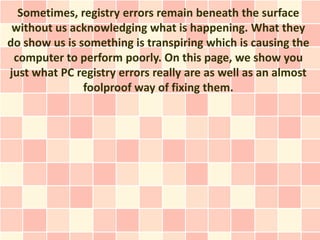 Windows Registry Errors - Just Where Do They Originate And Exactly How ...