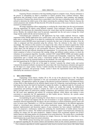 Pose estimation algorithm for mobile augmented reality based on inertial sensor fusion | PDF | 3 ...