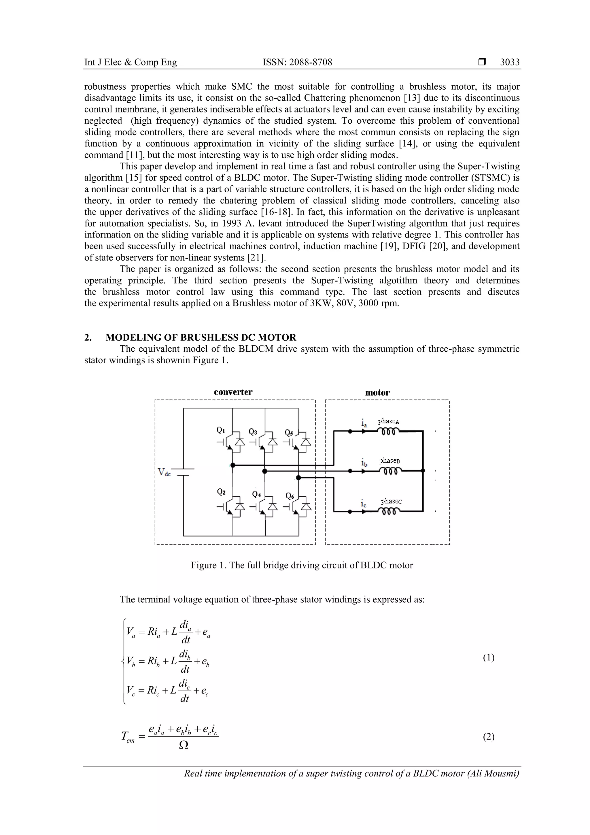 Real Time Implementation Of A Super Twisting Control Of A Bldc Motor Pdf