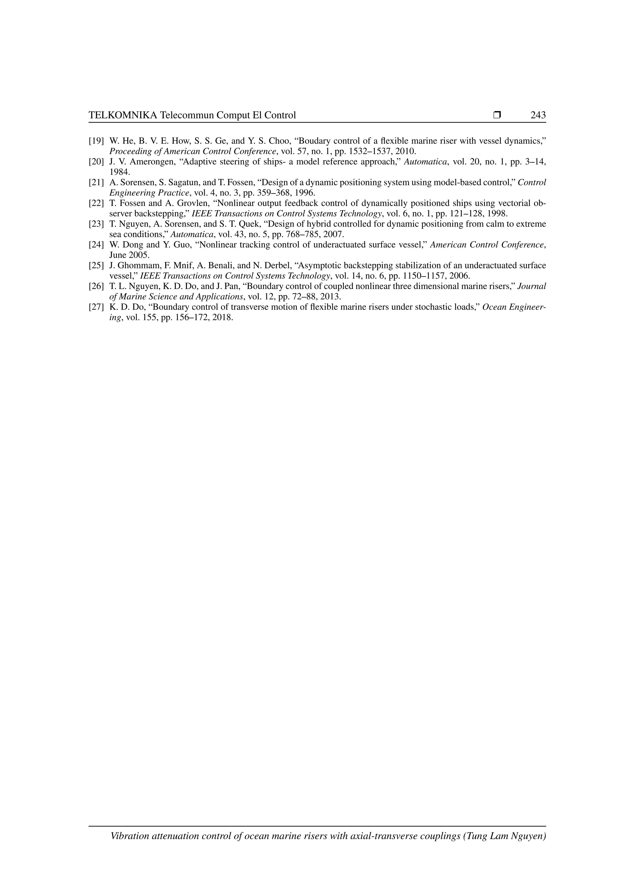 Vibration attenuation control of ocean marine risers with axial ...