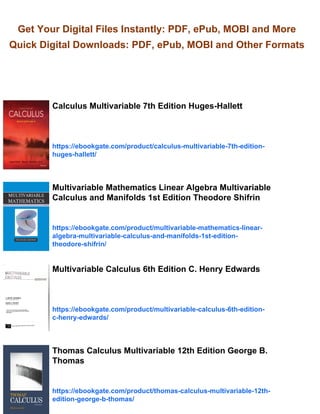 Multivariable Calculus 2nd Edition Brian E. Blank | PDF
