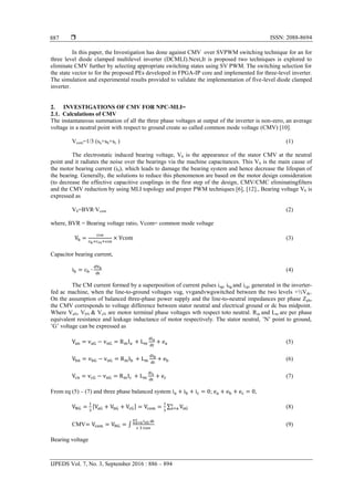 Investigation of the Common Mode Voltage for a Neutral-Point-Clamped Multilevel Inverter Drive ...