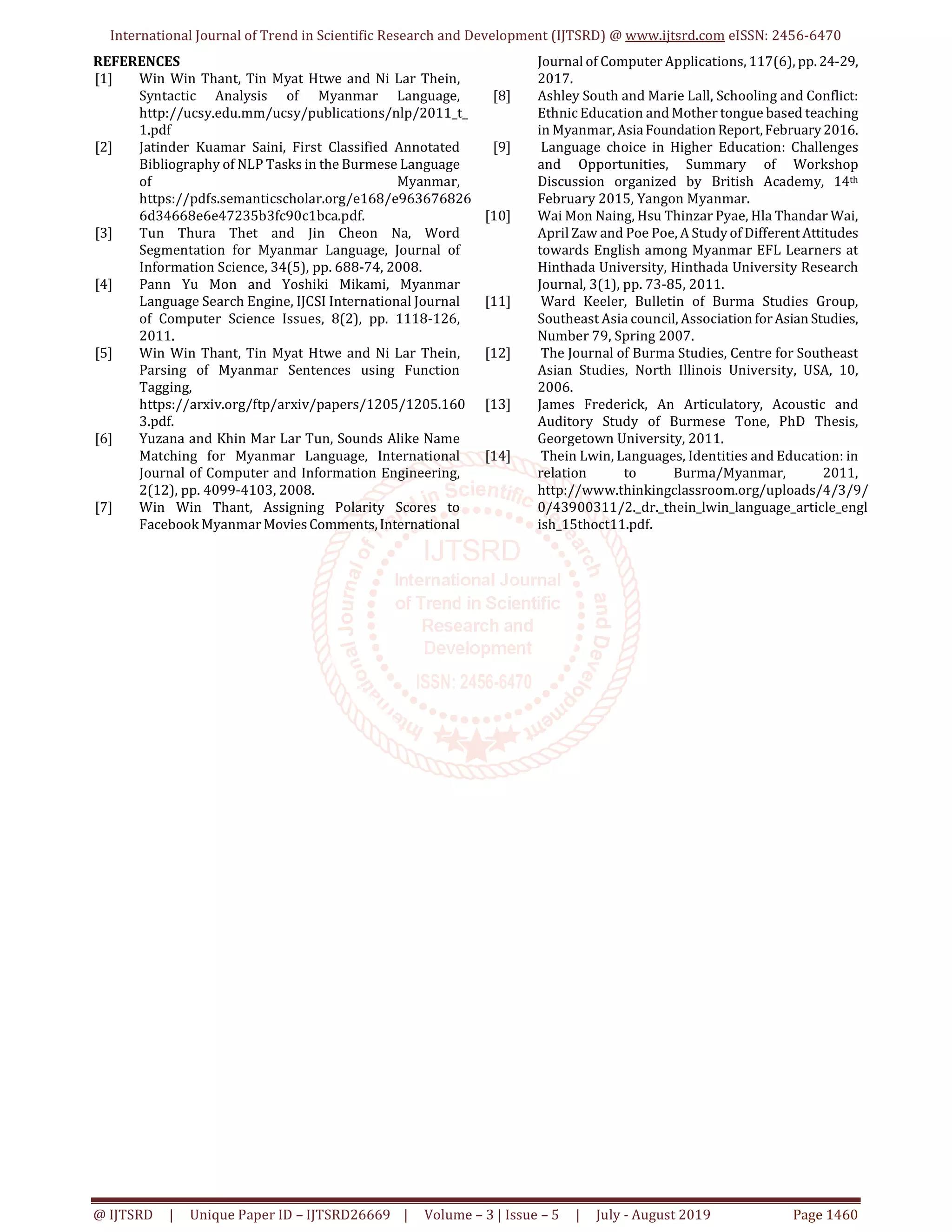 Study of Myanmar Language Research and Its Impact | PDF
