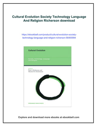 Cultural Evolution Society Technology Language And Religion Richerson | PDF
