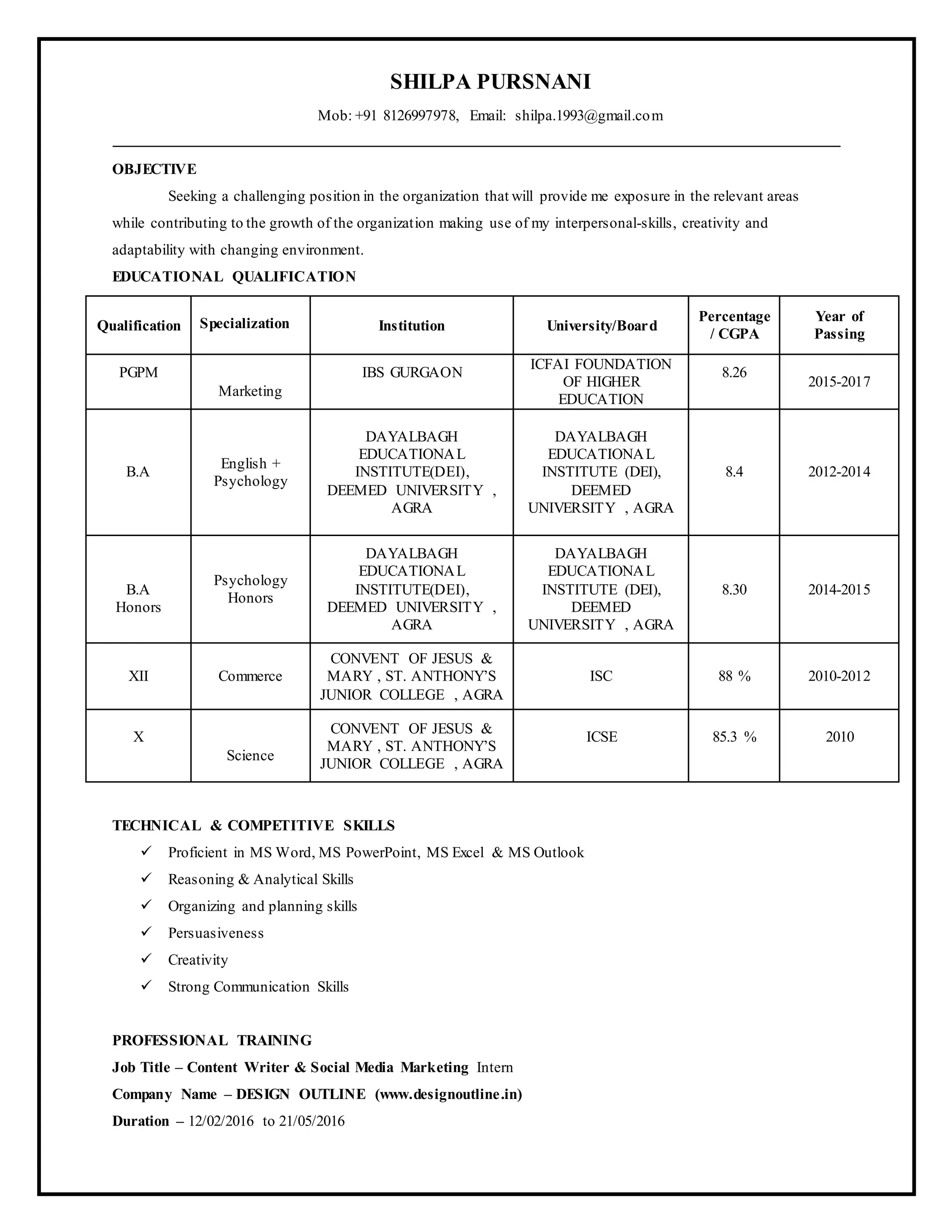 Shilpa Pursnani - CV | DOCX