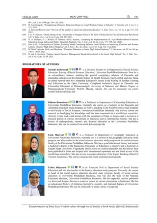 Transformation of Bima local wisdom values through social studies e-book media | PDF