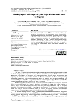 Leveraging the learning focal point algorithm for emotional intelligence | PDF