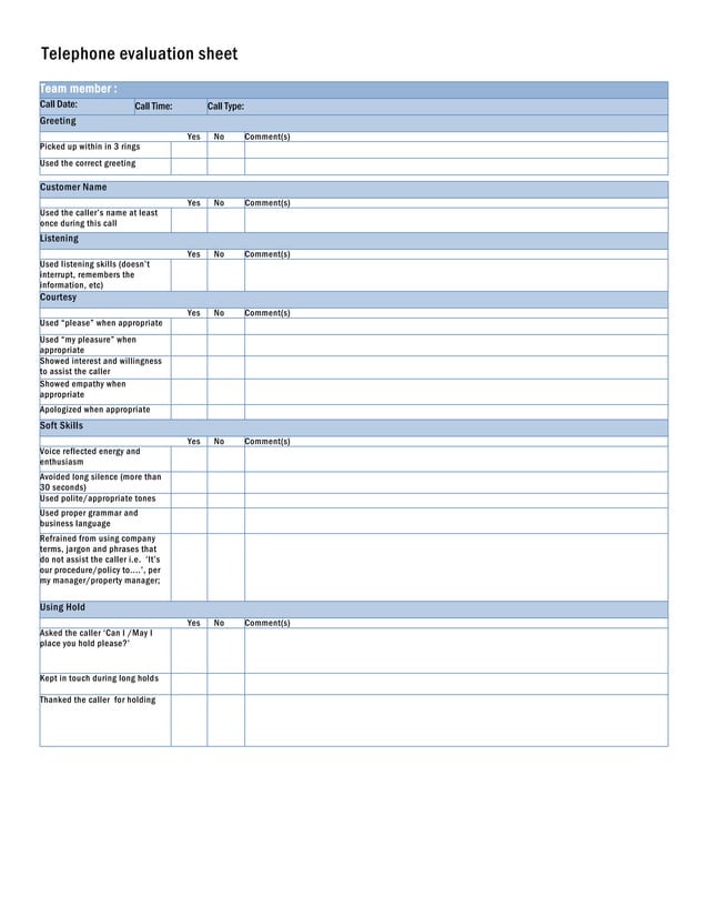 telephone evaluation | PDF