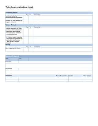 telephone evaluation | PDF