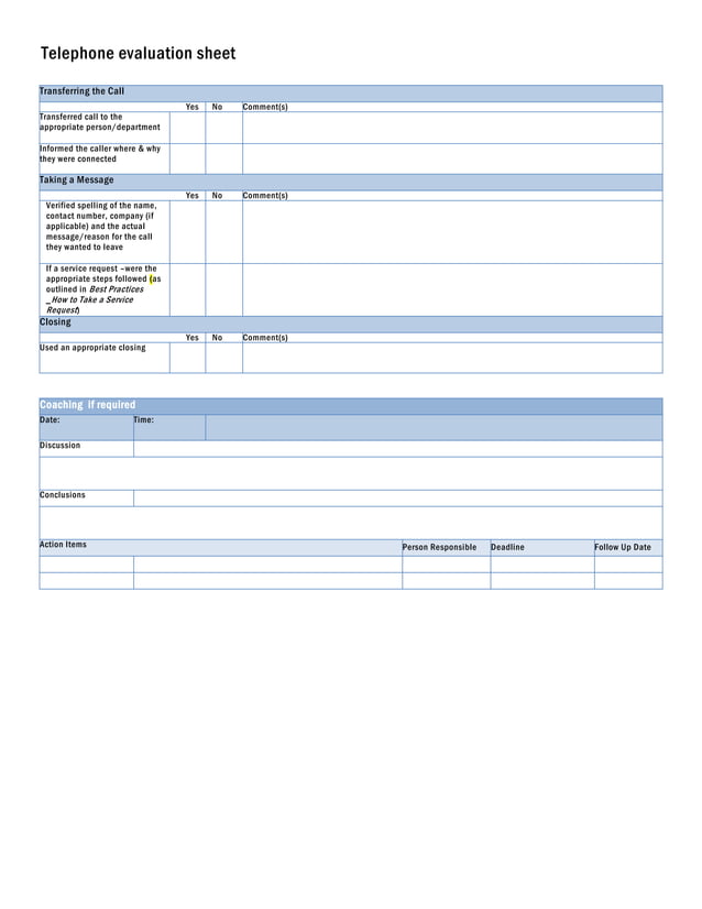 telephone evaluation | PDF