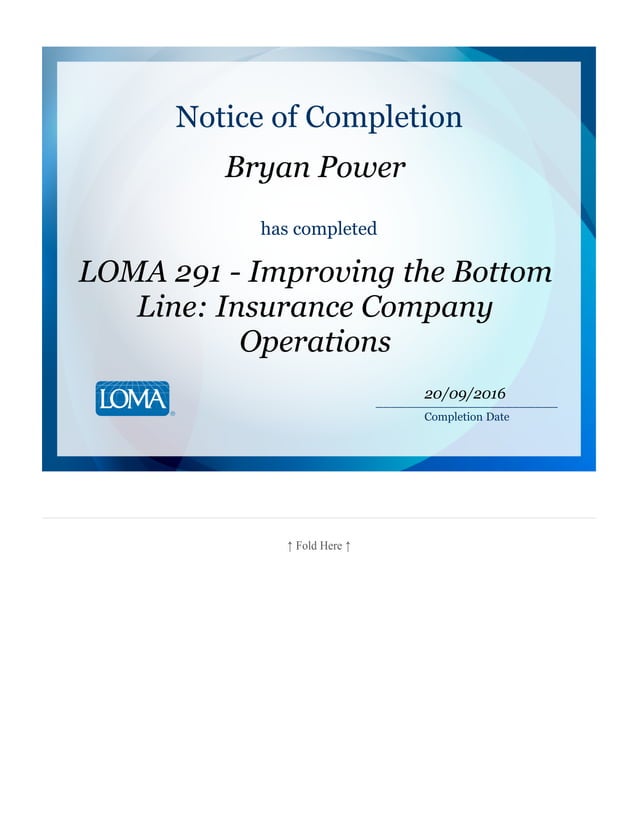 Certificate 291 LOMA | PDF