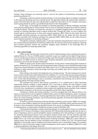 Clustering algorithms for analysing electronic medical record: A mapping study | PDF