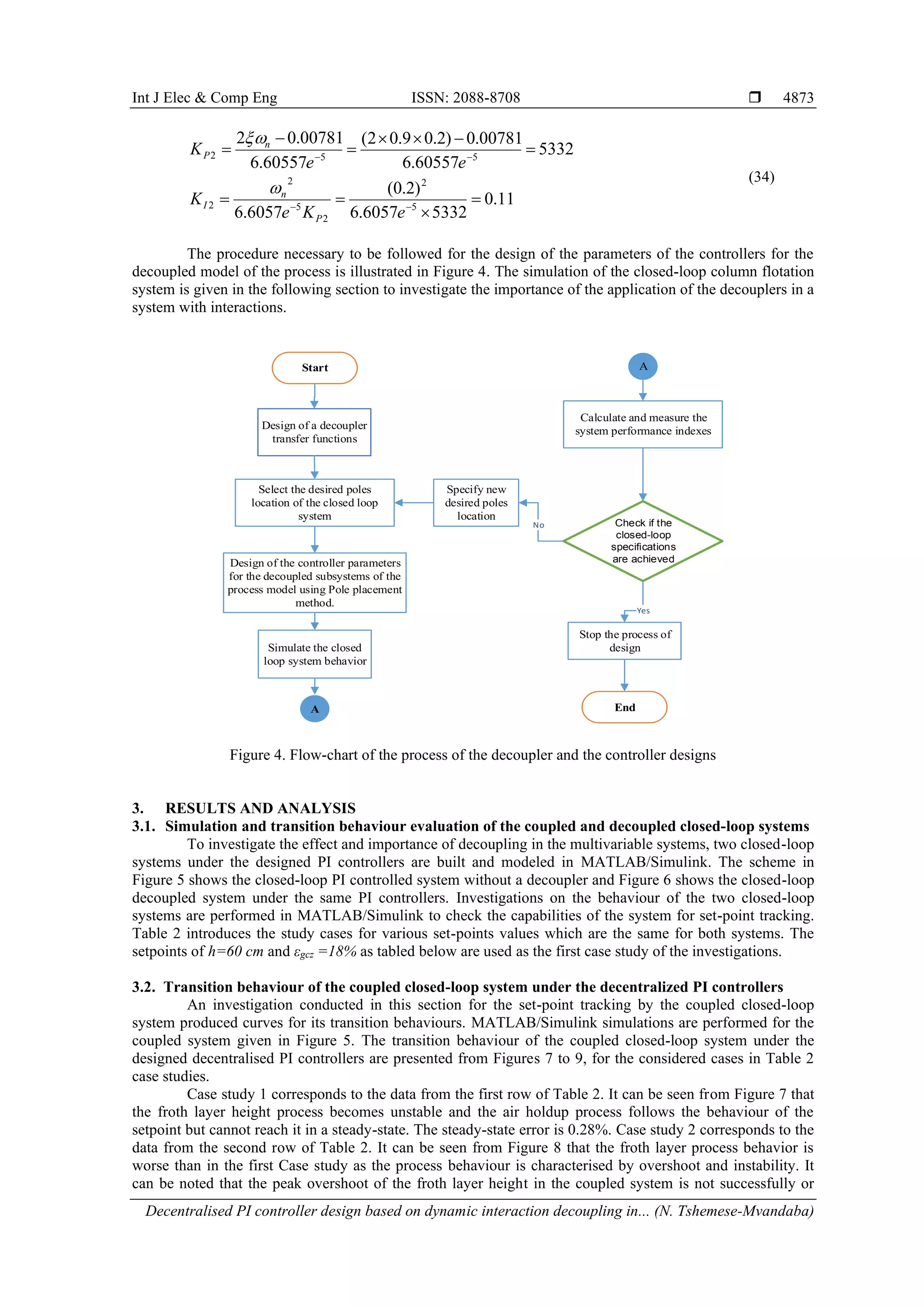 Decentralised Pi Controller Design Based On Dynamic Interaction