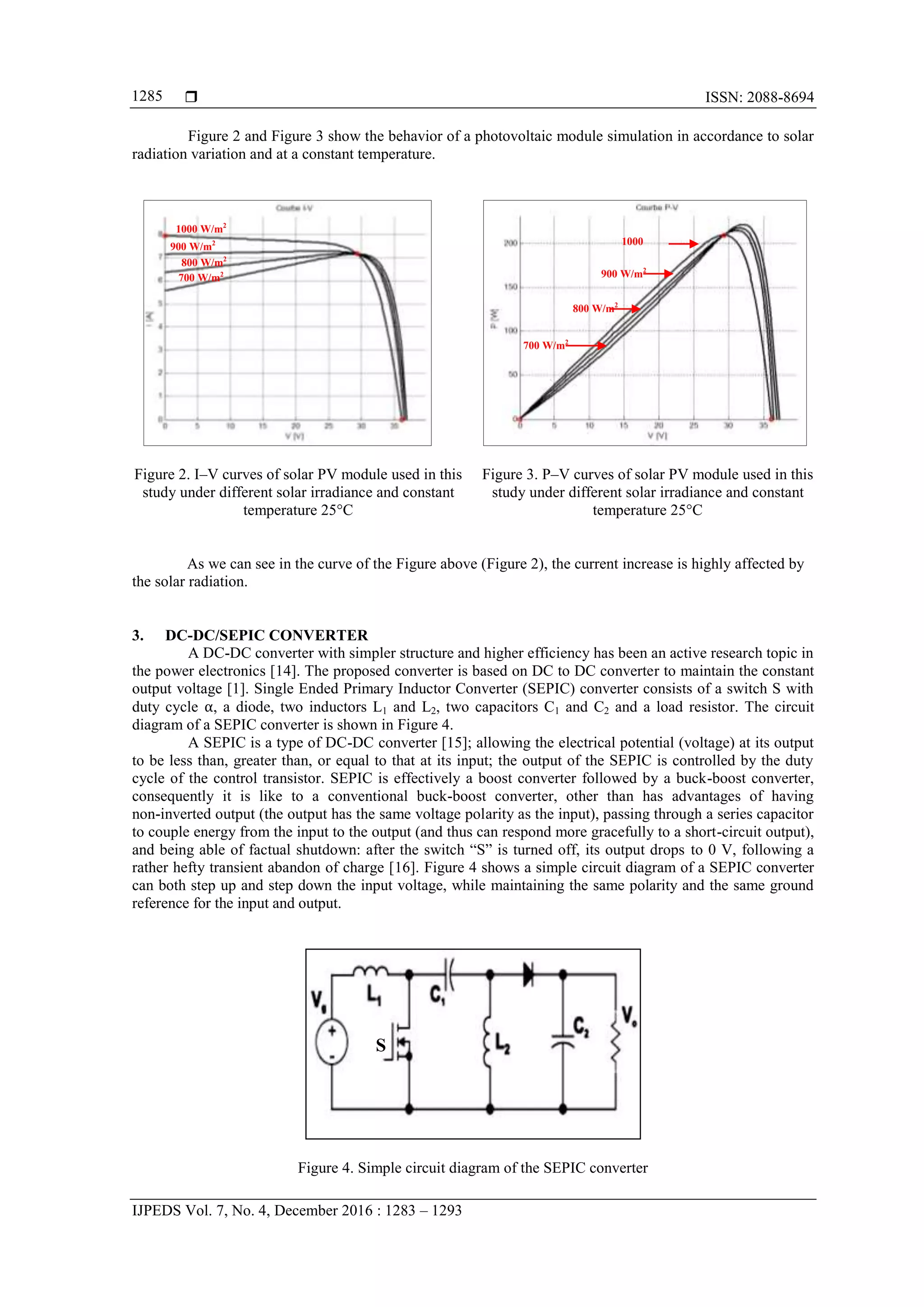 Photovoltaic System with SEPIC Converter Controlled by the Fuzzy Logic | PDF