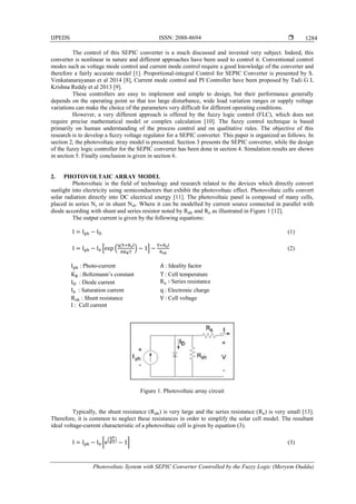 Photovoltaic System with SEPIC Converter Controlled by the Fuzzy Logic | PDF