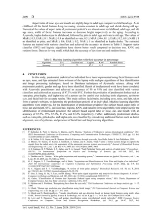 Identification and classification of prakriti of human using facial features | PDF