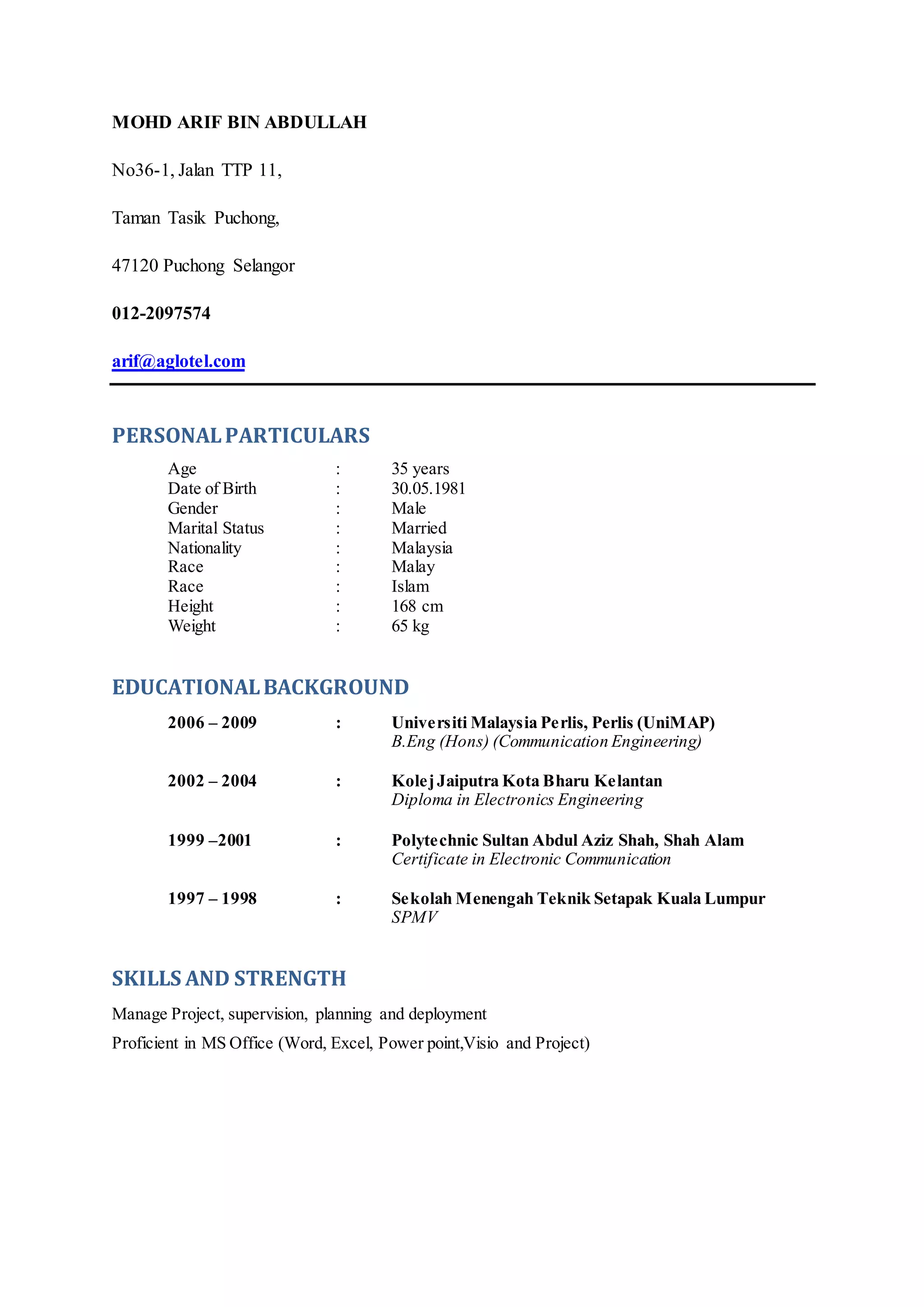 CV-MOHD ARIF BIN ABDULLAH-1 | DOCX