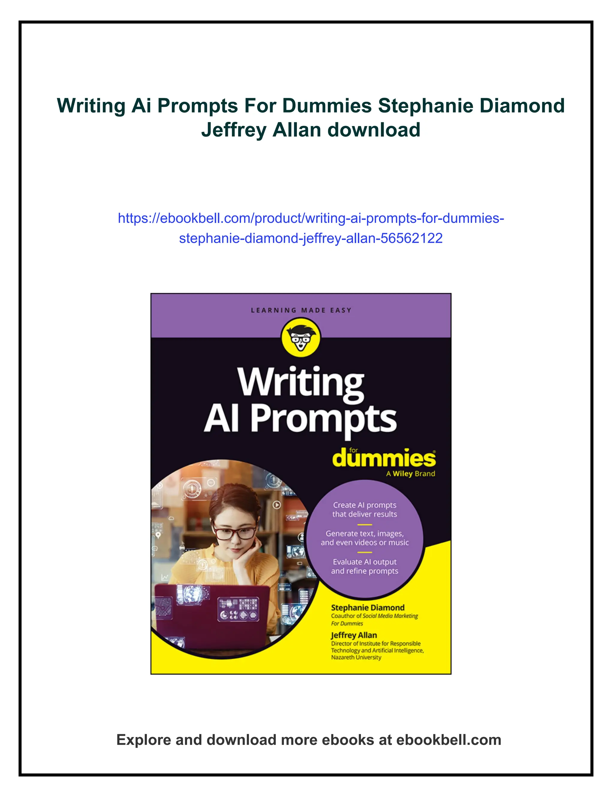 Writing Ai Prompts For Dummies Stephanie Diamond Jeffrey Allan | PDF