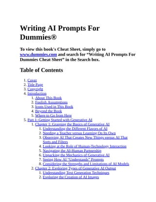 Writing Ai Prompts For Dummies Stephanie Diamond Jeffrey Allan | PDF