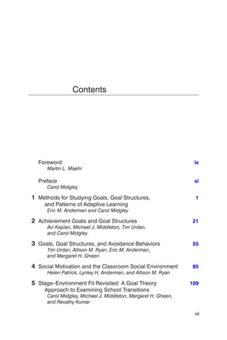 Goals Goal Structures And Patterns Of Adaptive Learning Carol Midgley | PDF