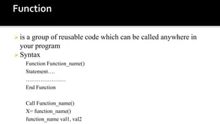 28,29. procedures subprocedure,type checking functions in VBScript | PPT