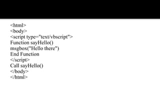 28,29. procedures subprocedure,type checking functions in VBScript | PPT