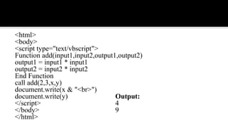28,29. procedures subprocedure,type checking functions in VBScript | PPT
