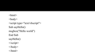 28,29. procedures subprocedure,type checking functions in VBScript | PPT