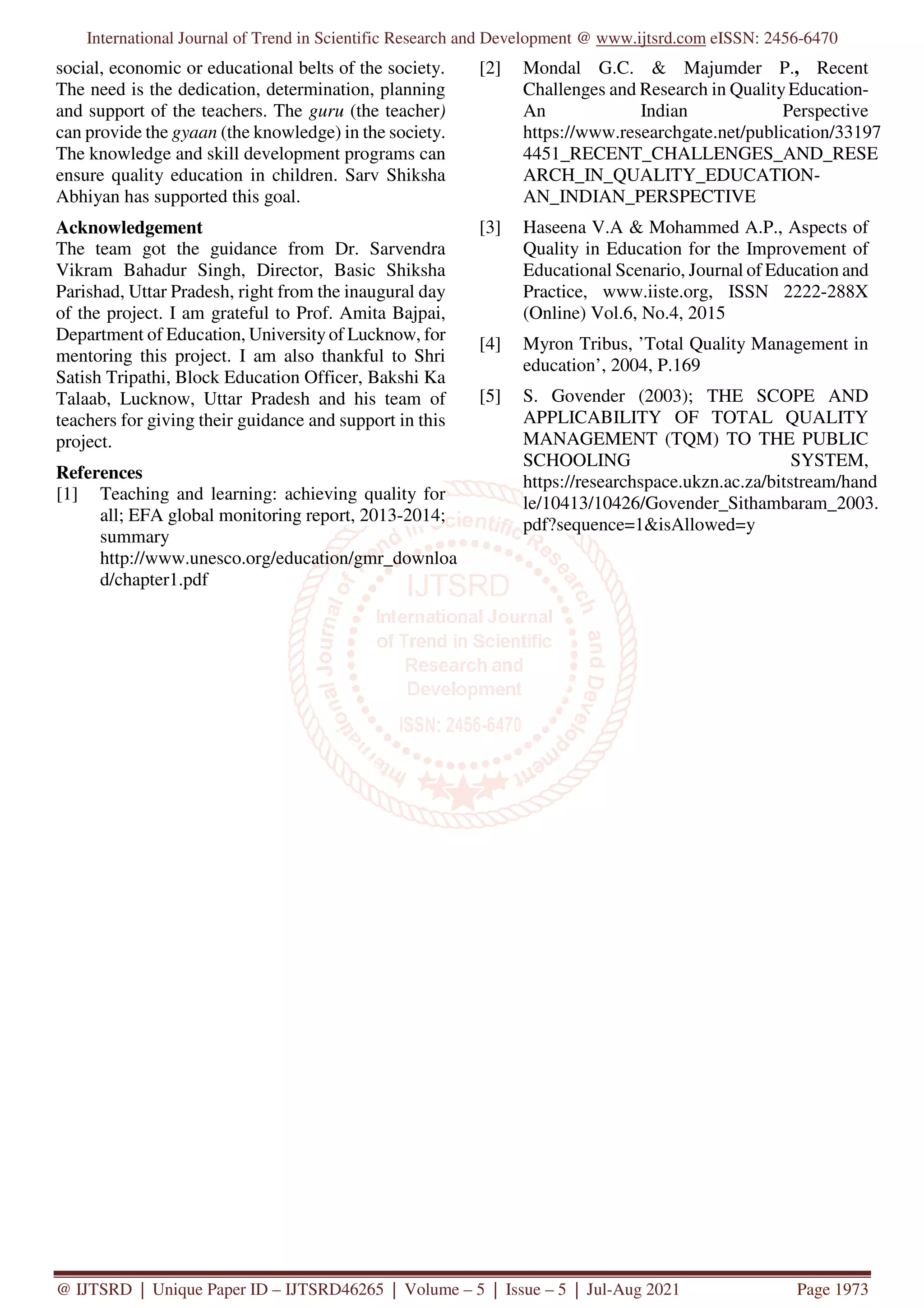 Quality Education Program in Basic Schools of Bakshi Ka Talab Block, District Lucknow | PDF