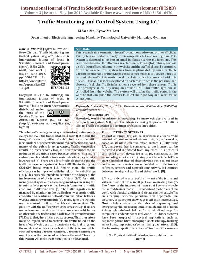 Traffic Monitoring and Control System Using IoT | PDF