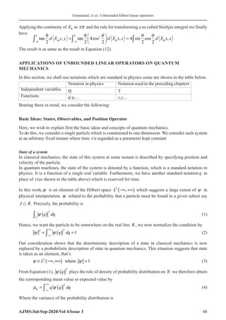 On Application of Unbounded Hilbert Linear Operators in Quantum Mechanics | PDF