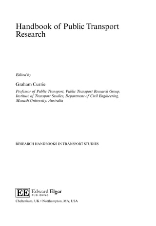 Handbook Of Public Transport Research Graham Currie | PDF