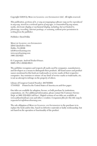 Android Pocket Primer Papcdr Oswald Campesato | PDF