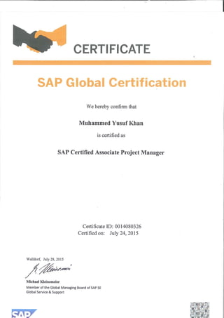 SAP Certficate- Associate Project Manager | PDF